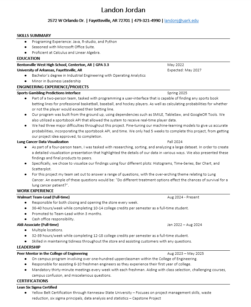 Resume – Landon Jordan